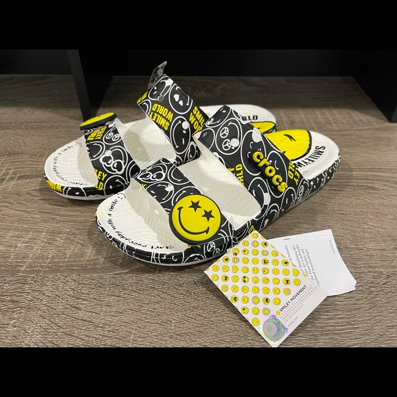 CROCS | Shoes | Limited Edition Crocs Smiley World Sandals Nwt Rare 22 ...